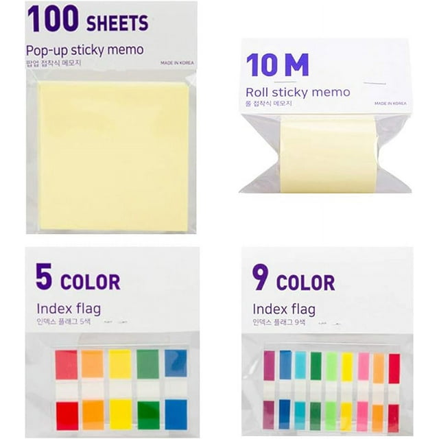 All-in-One Pop-up Note & Roll Sticky Note Dispenser Assorted Index Flag ...