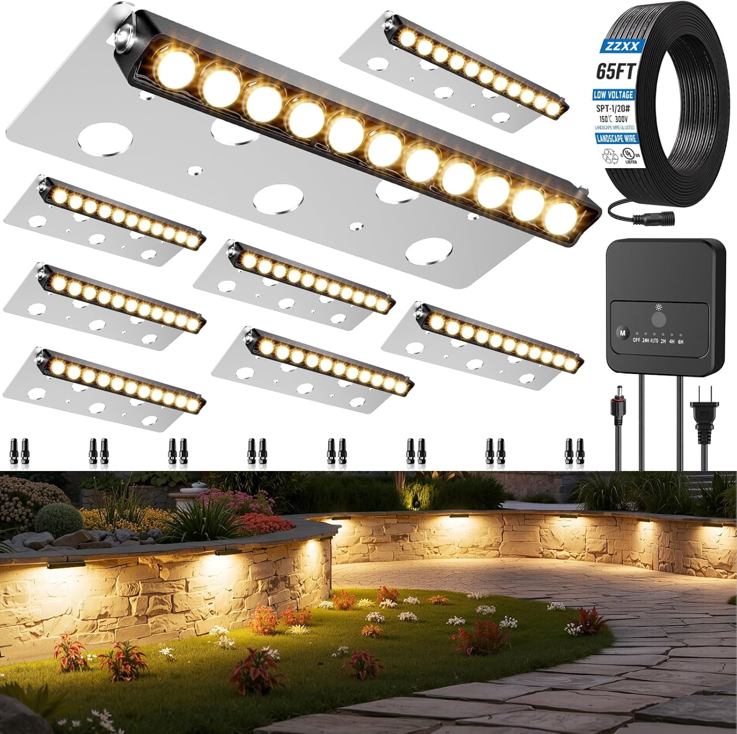 All-in-One Retaining Wall Lights with Transformer, 2700K Hardscape ...
