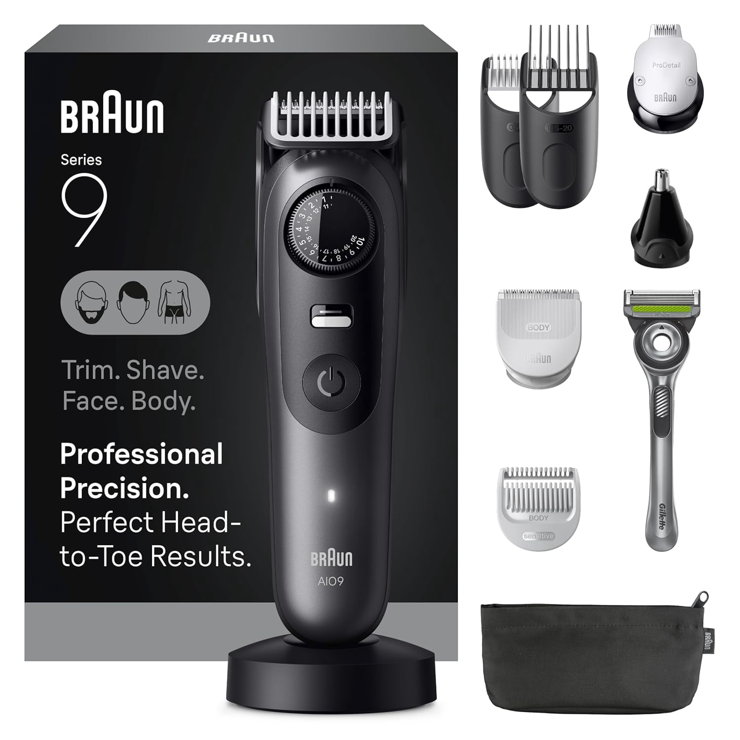 All-in-One Series 9 Beard and Body Trimmer, AIO 9535 for Men with Labs ...
