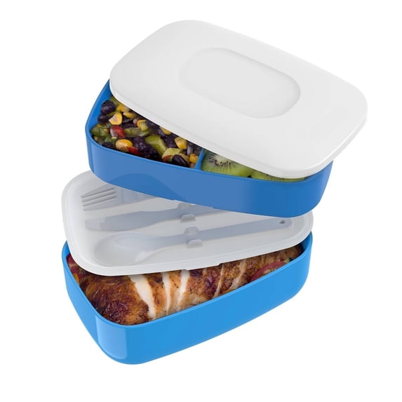 All-in-One Stackable Lunch Box Container with Built in Flatware ...