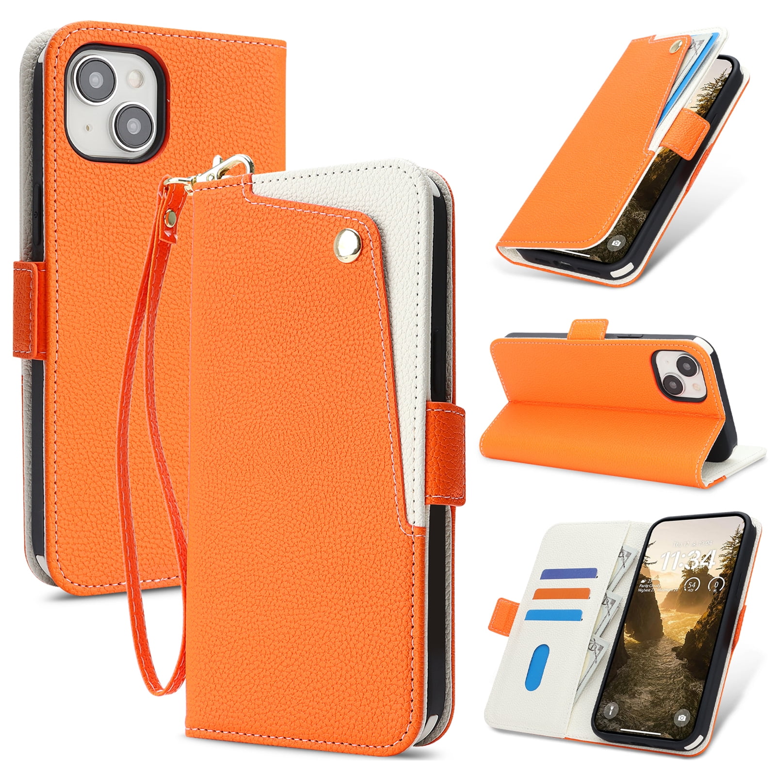 All-in-One Wallet Case for iPhone 15 Plus, Premium PU Leather Flip Card ...