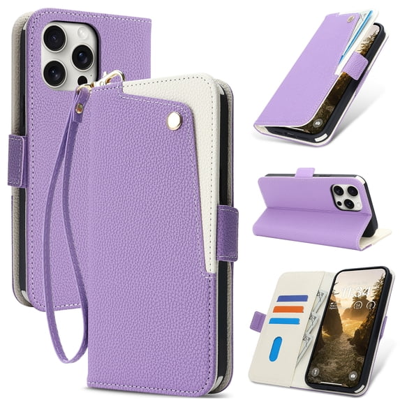 All-in-One Wallet Case for iPhone 15 Pro Max, Premium PU Leather Flip ...