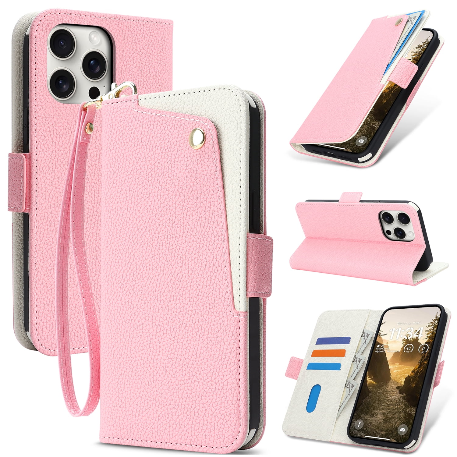 All-in-One Wallet Case for iPhone 15 Pro, Premium PU Leather Flip Card ...