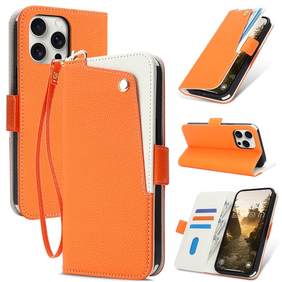 All-in-One Wallet Case for iPhone 15 Pro, Premium PU Leather Flip Card ...