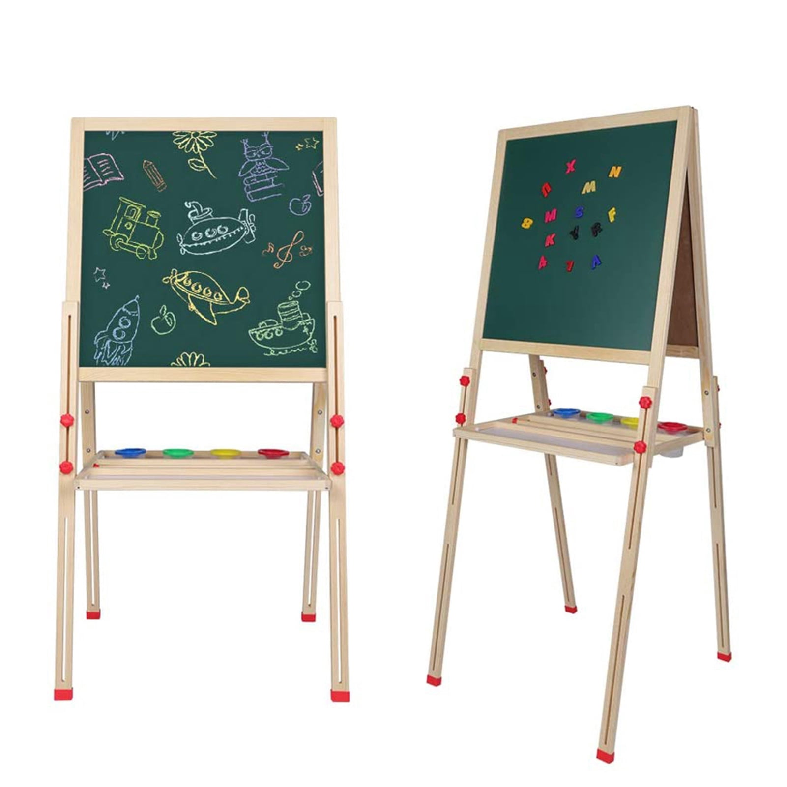 All in One Wooden Children Art Easel with Magnetic Snap Eraser Set ...
