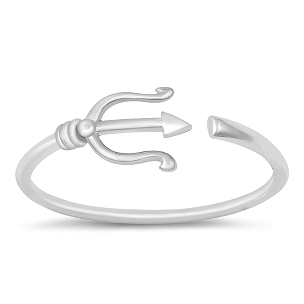 All in Stock Sterling Silver Adjustable Trident Ring Size 6 - Walmart ...