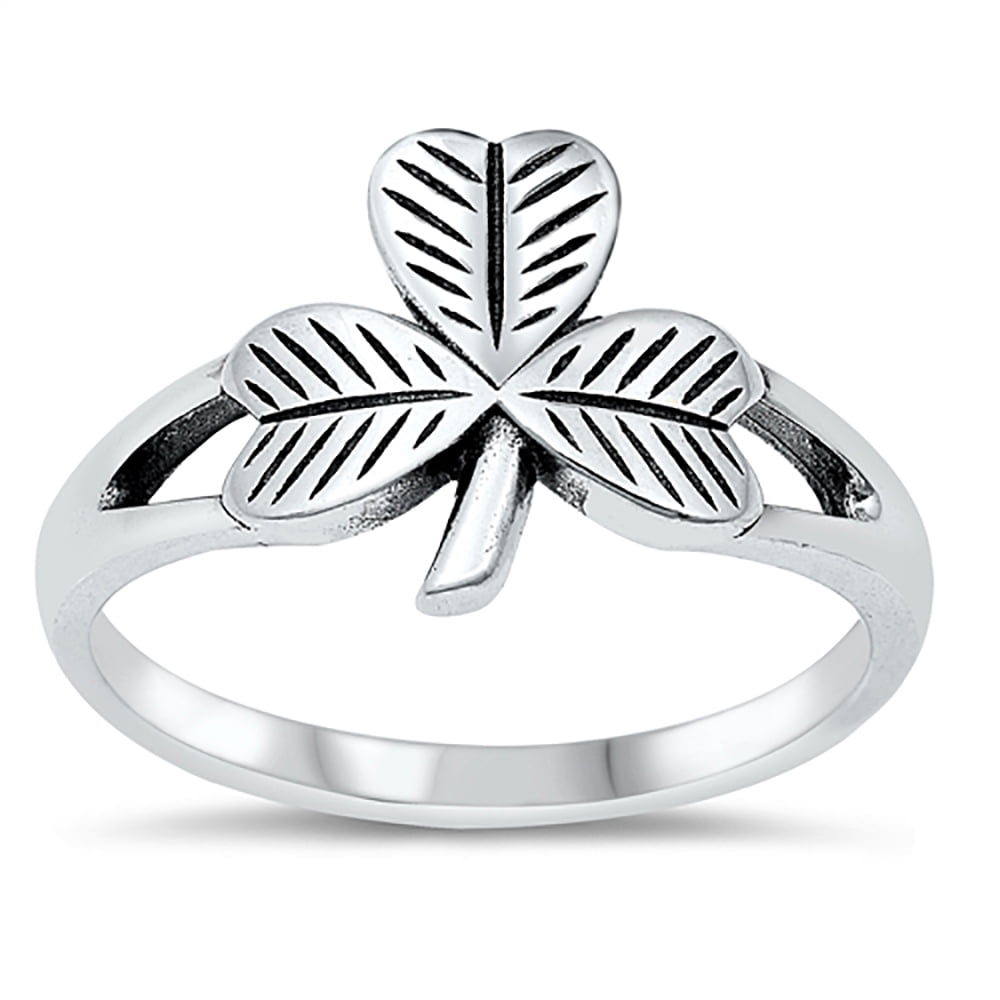 All in Stock Sterling Silver Lucky Clover Ring Size 5 - Walmart.com