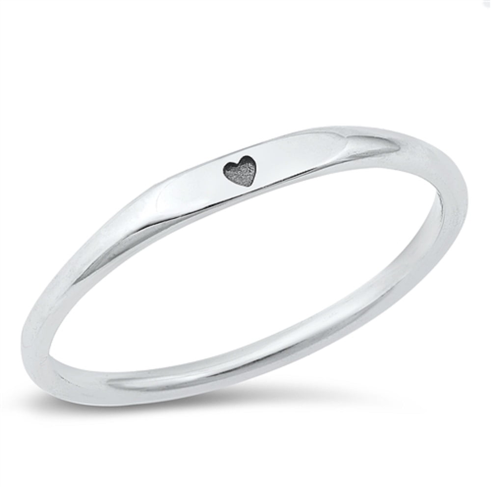 All in Stock Sterling Silver Stackable Engraved Heart Ring Size 7 ...