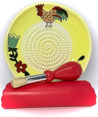 All-in-one 4pcs Premium Ceramic Garlic Grater Set - HandMade, Rooster ...