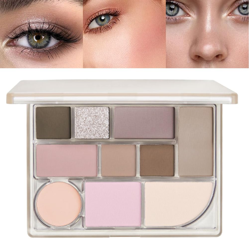 All-in-one Disk Conceal Contour Eyeshadow Palette with Mirror-10 Colors ...