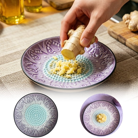 All-in-one Premium Ceramic Garlic Grater Plate- Embossed Design and ...