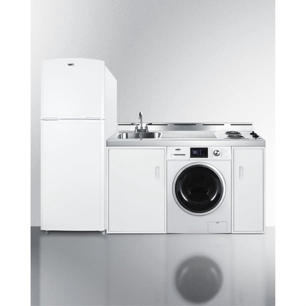 All-in-one combination kitchenette with full-sized refrigerator-freezer ...