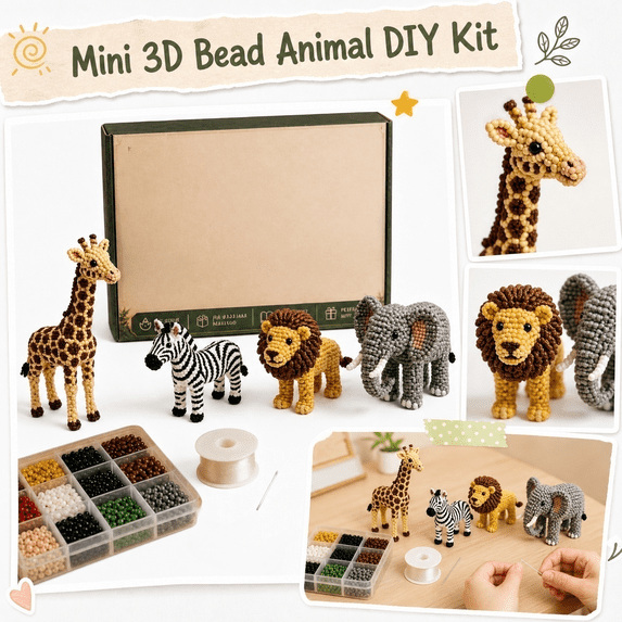 All-inclusive 3D Beaded Animal DIY Kit for Boys and Girls,Beading Craft ...