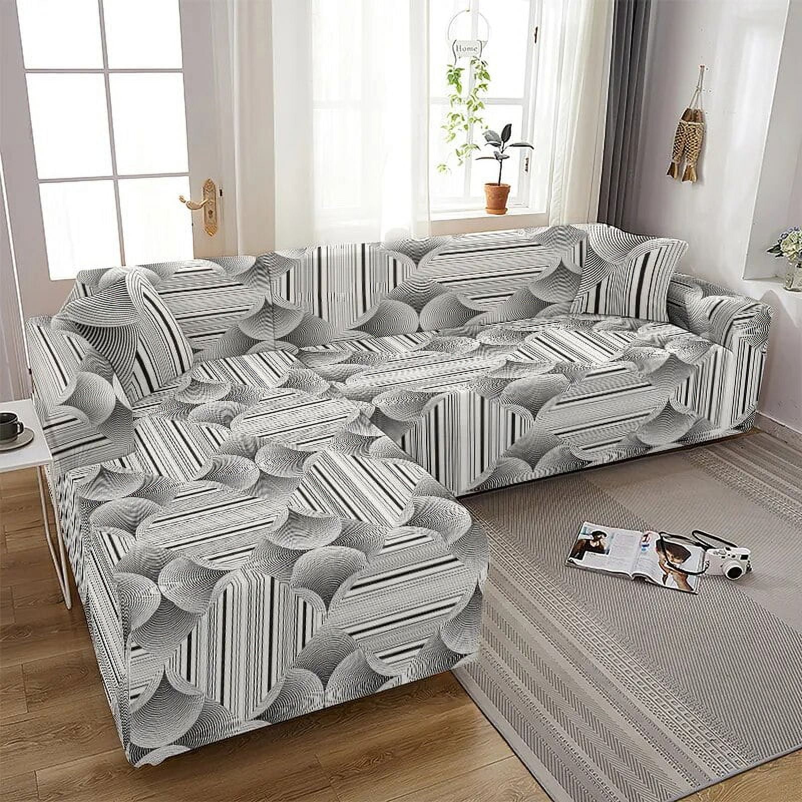 All-inclusive L Shaped Sofa Cover Living Room Elastic Furniture Cushion ...