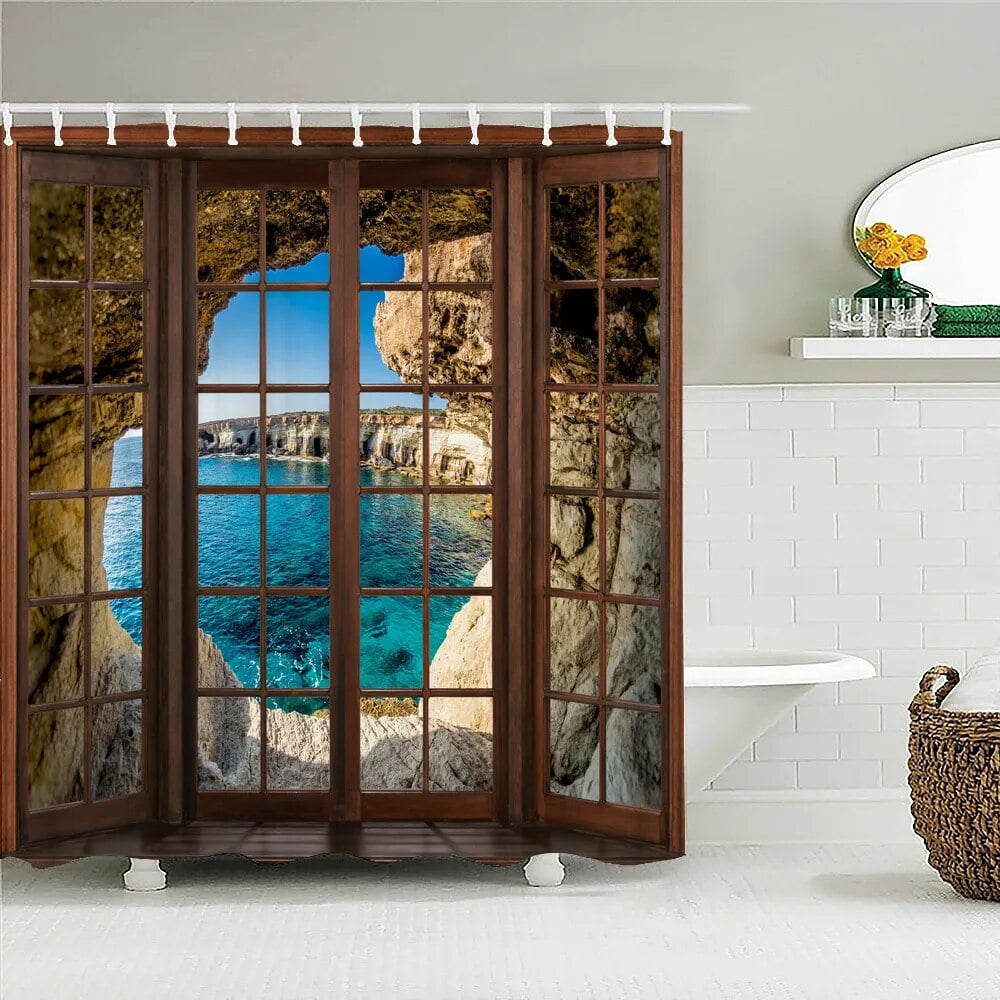 All kinds of 3D scenery windows shower curtains home decoration ...