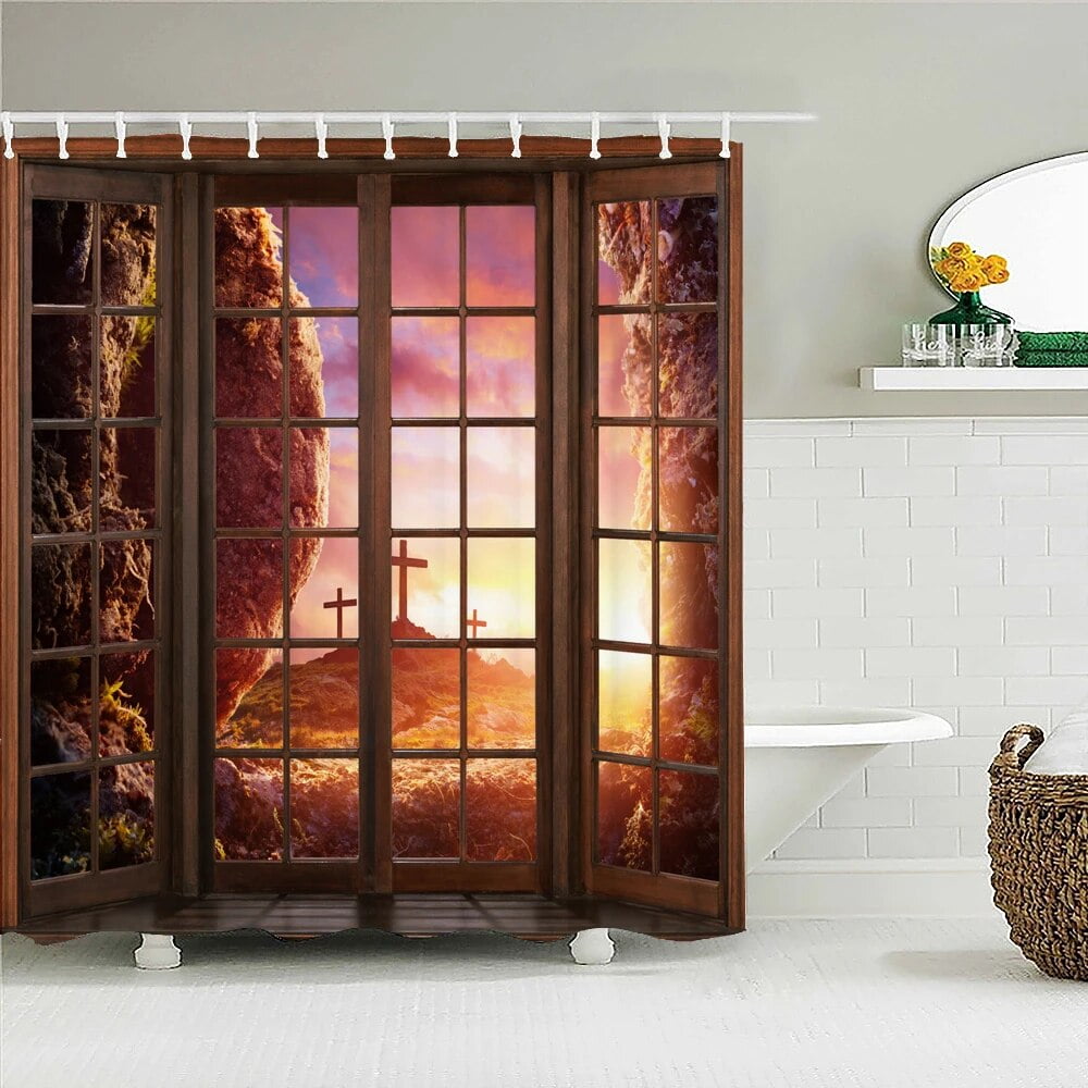 All kinds of 3D scenery windows shower curtains home decoration ...