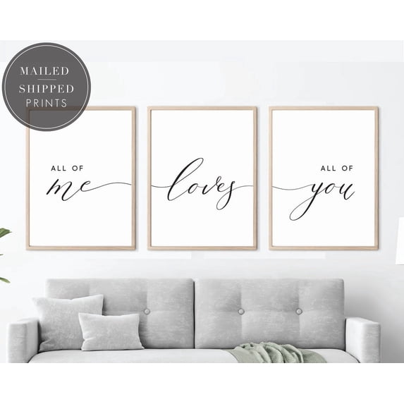 All of Me Loves You Wall Art Home Decor Set 3 Unframed Paper Print ...