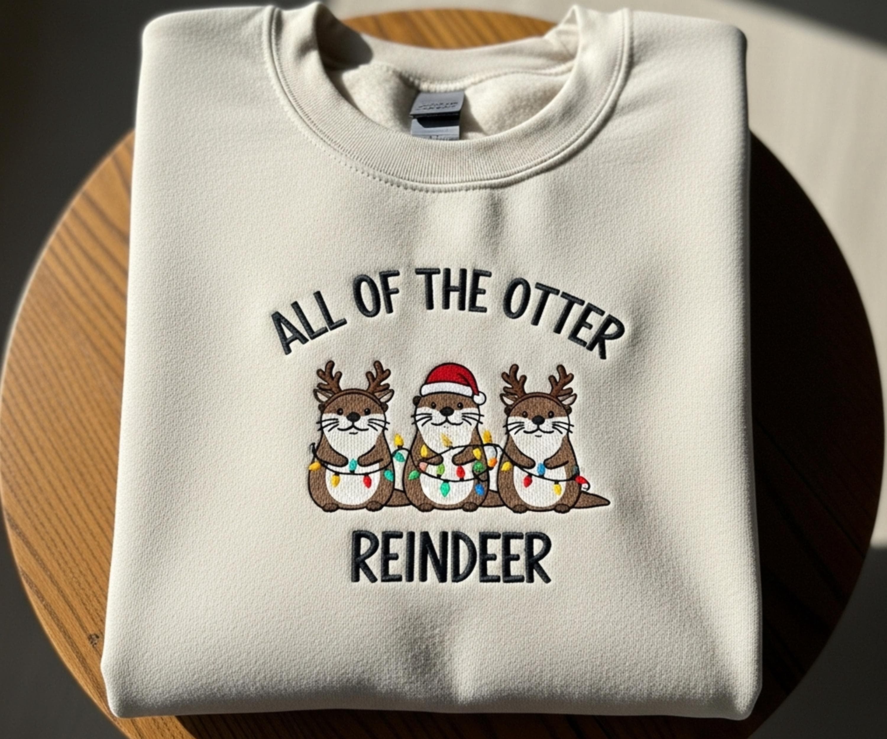 All of the Otter Reindeer Embroidered Sweatshirt, Funny Christmas ...