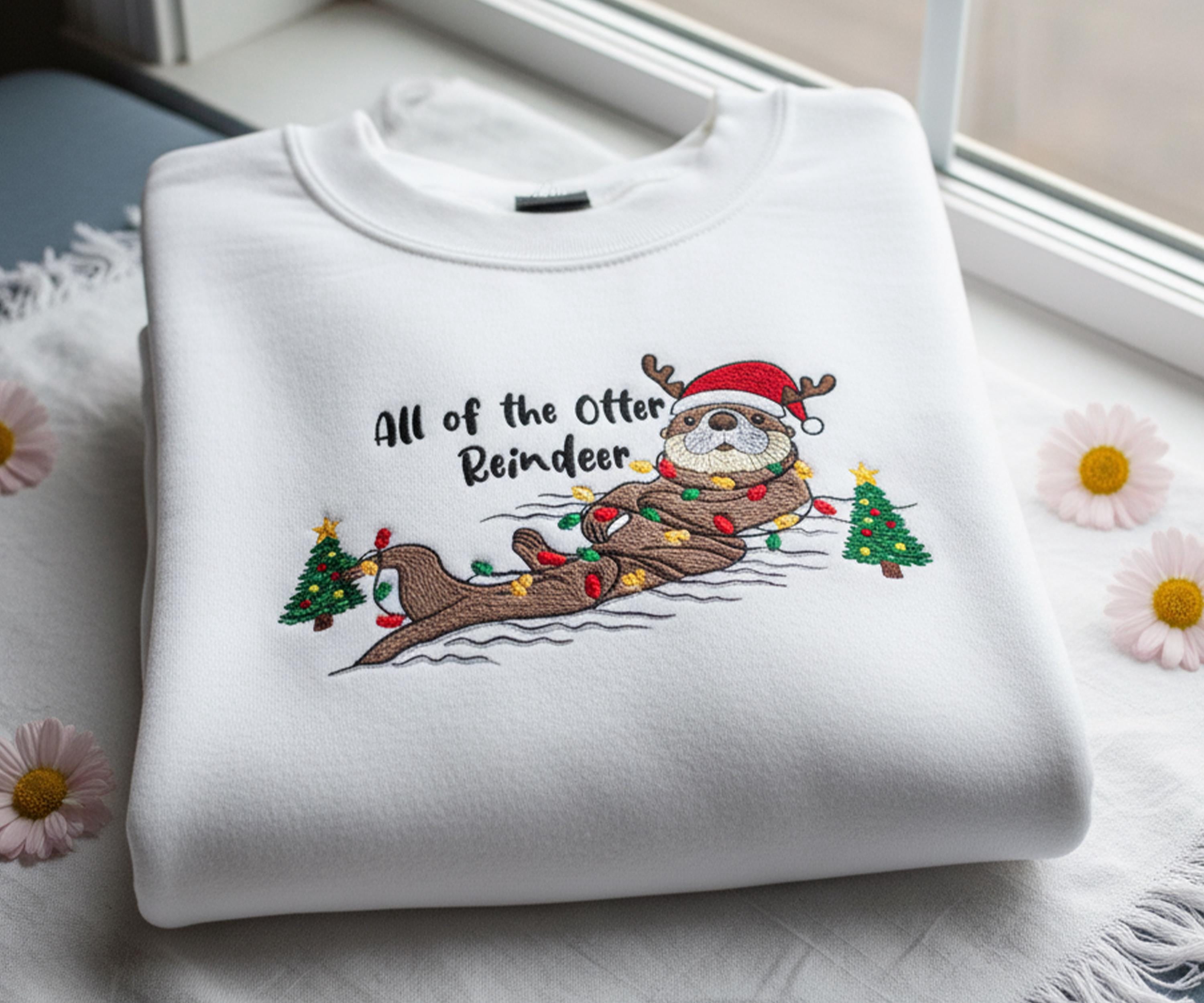 All of the Otter Reindeer Sweatshirt, Embroidered Christmas Otter ...