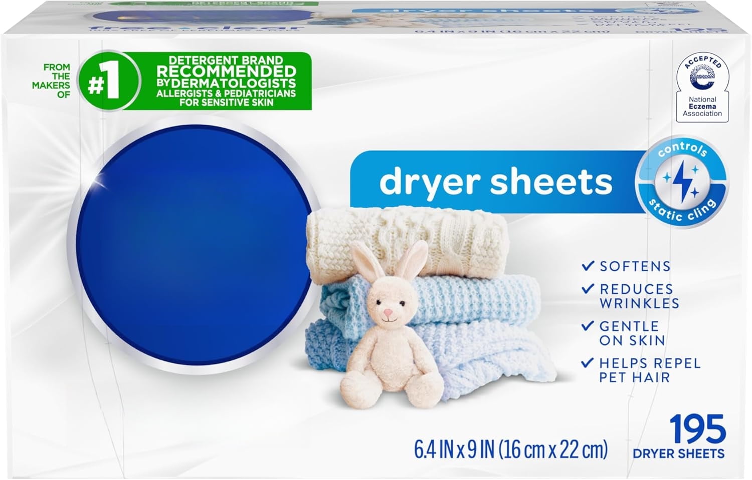 All-purpose Fabric Softener Dryer Sheets for Sensitive Skin, Free Clear ...