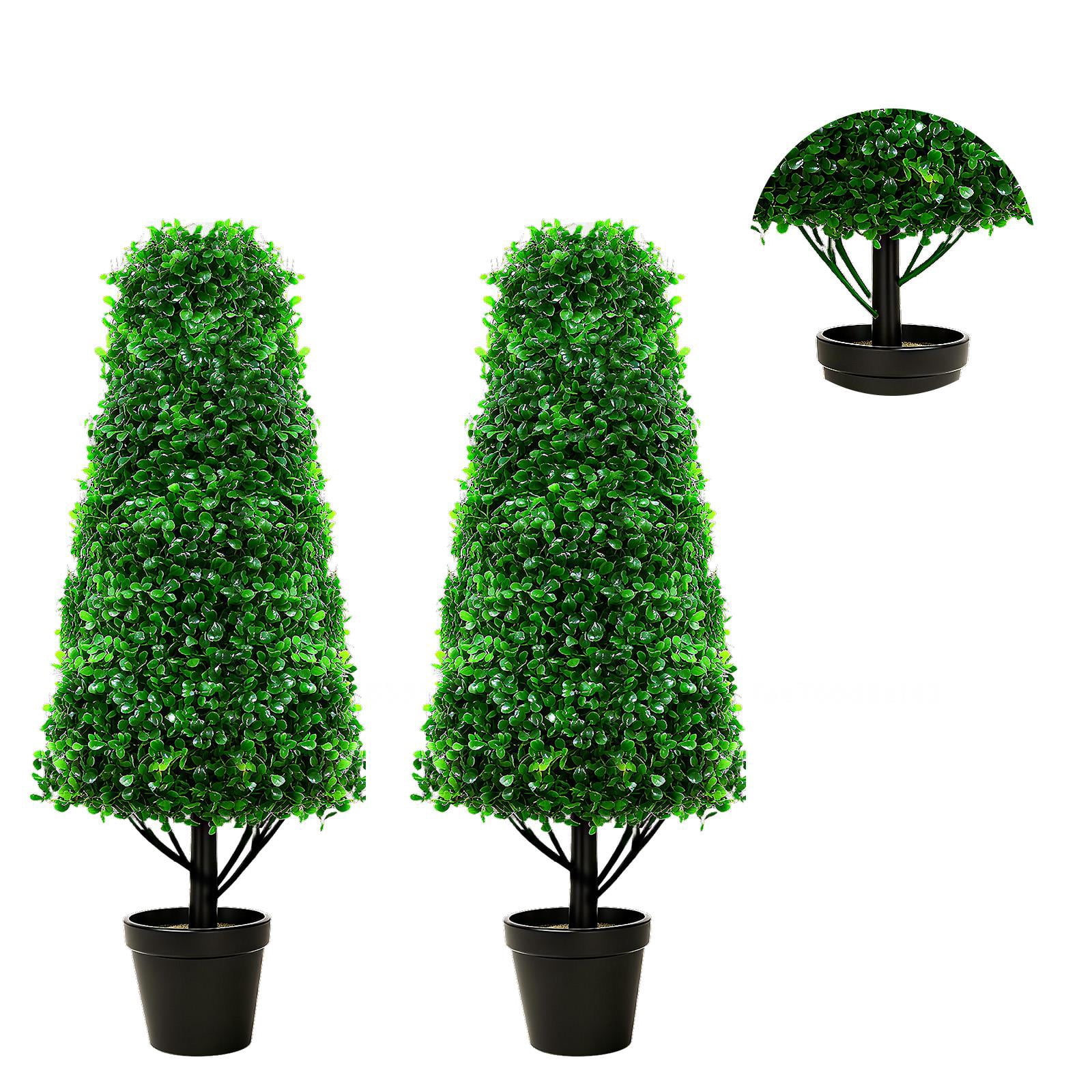 All-season Evergreen Artificial Boxwood Cone Tree Set of 2, 33.1 Inch ...