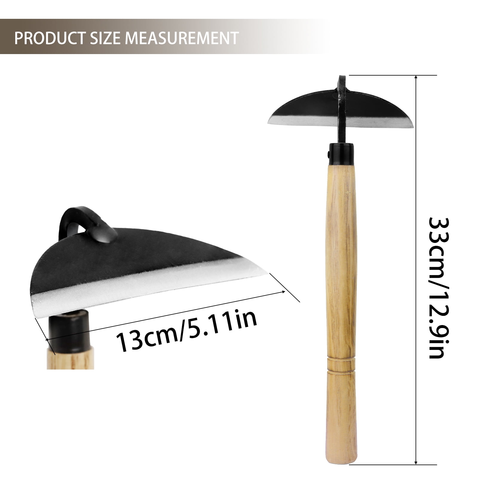 All-steel small T-hoe curved handle sickle short handle weeding sickle ...