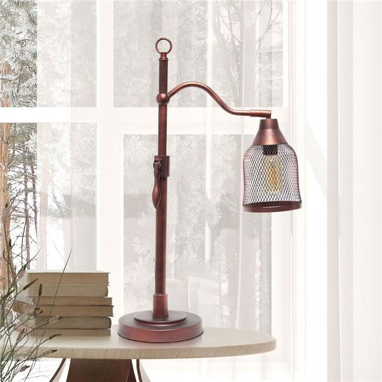 All the Rages Lalia Home Vintage Arched Table Lamp with Iron Mesh Shade ...