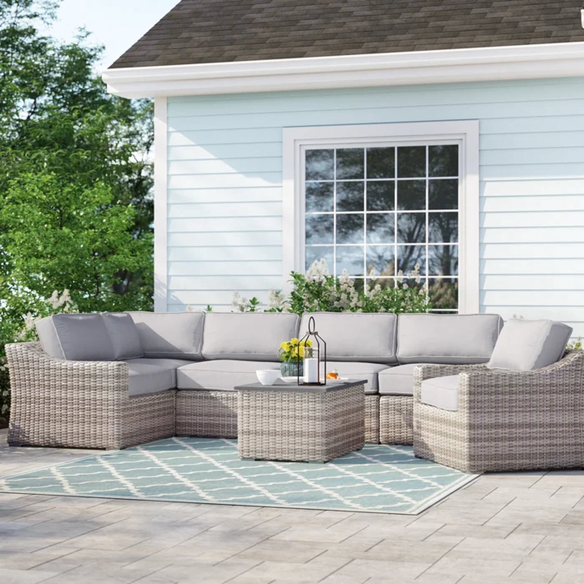 All-weather 5 Sectional Seating Group With Cushions. Fully Assembled ...