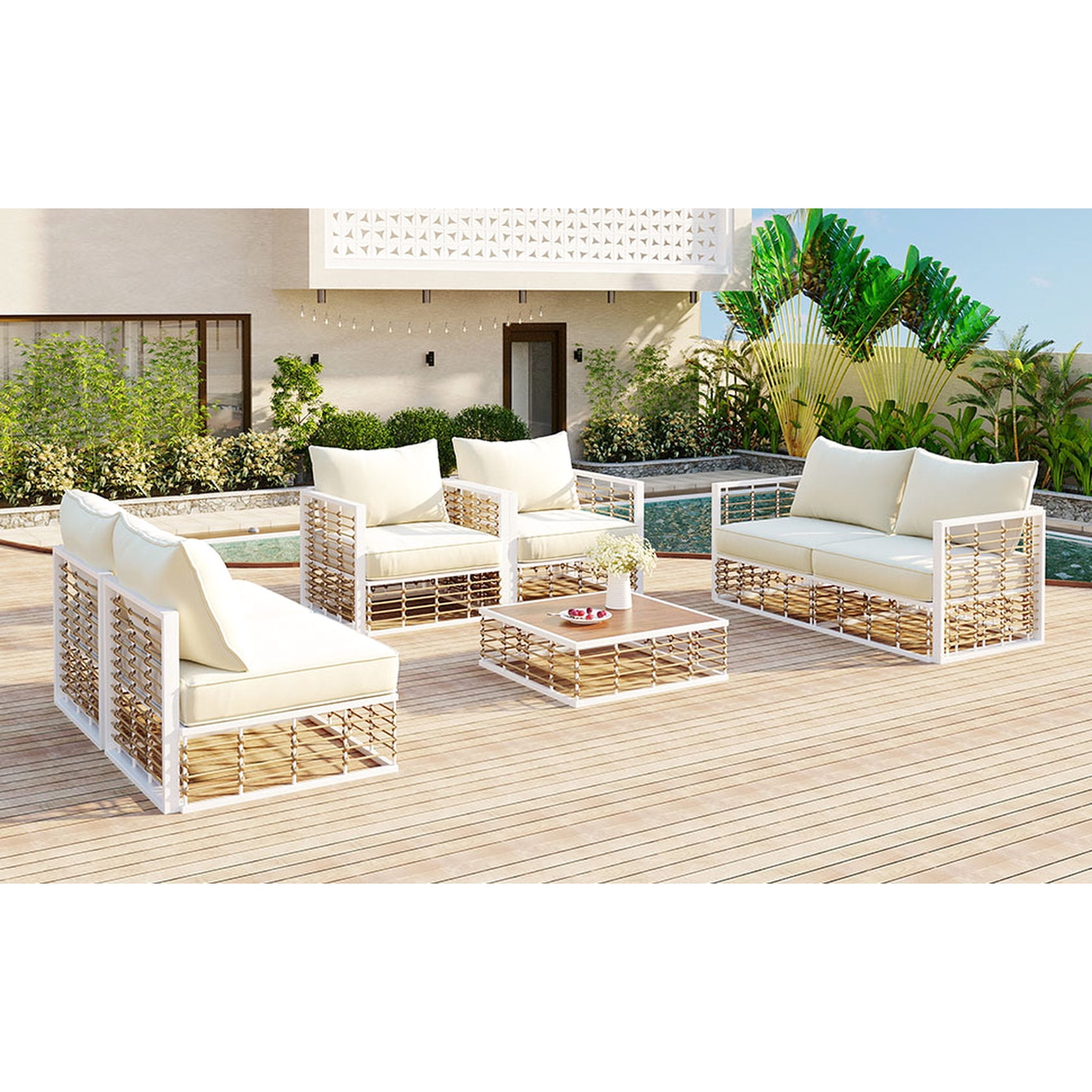 All - weather 7 - piece sectional sofa set / Comfortable lounging on ...