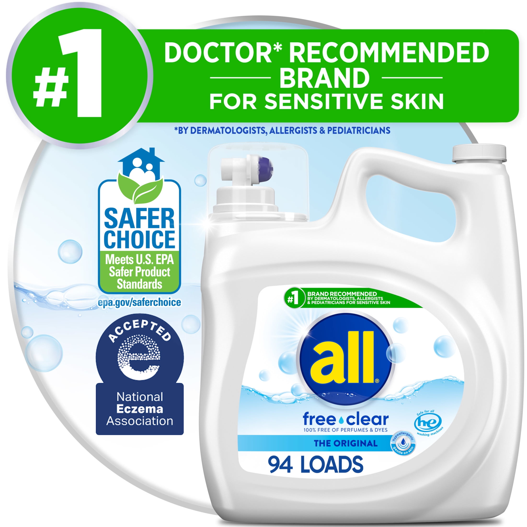all Liquid Laundry Detergent Free Clear for Sensitive Skin, 141 Ounce ...