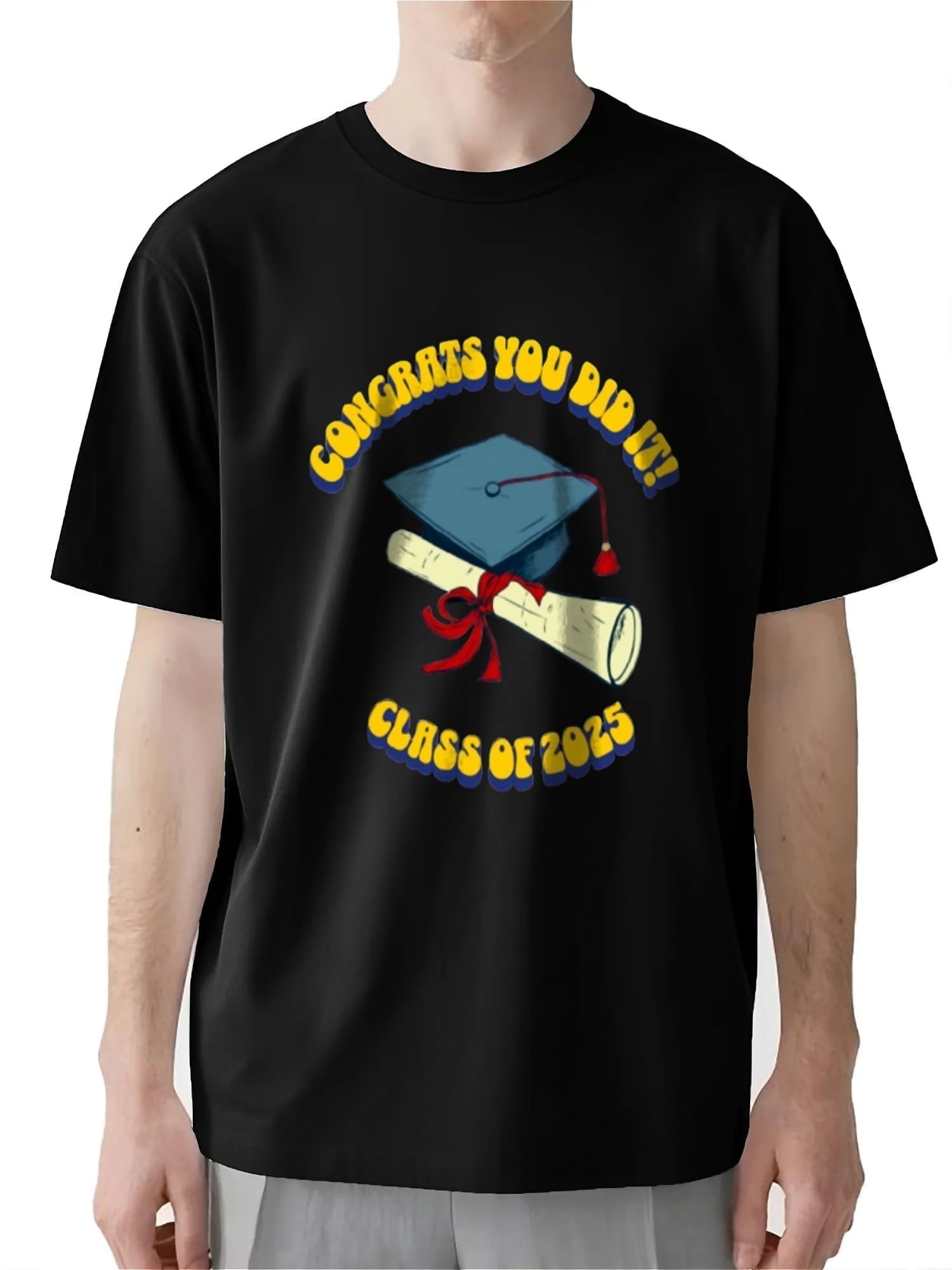 AllAreN Grad T-Shirt Congrats You Did It T-Shirts for Graphic Crew Neck ...