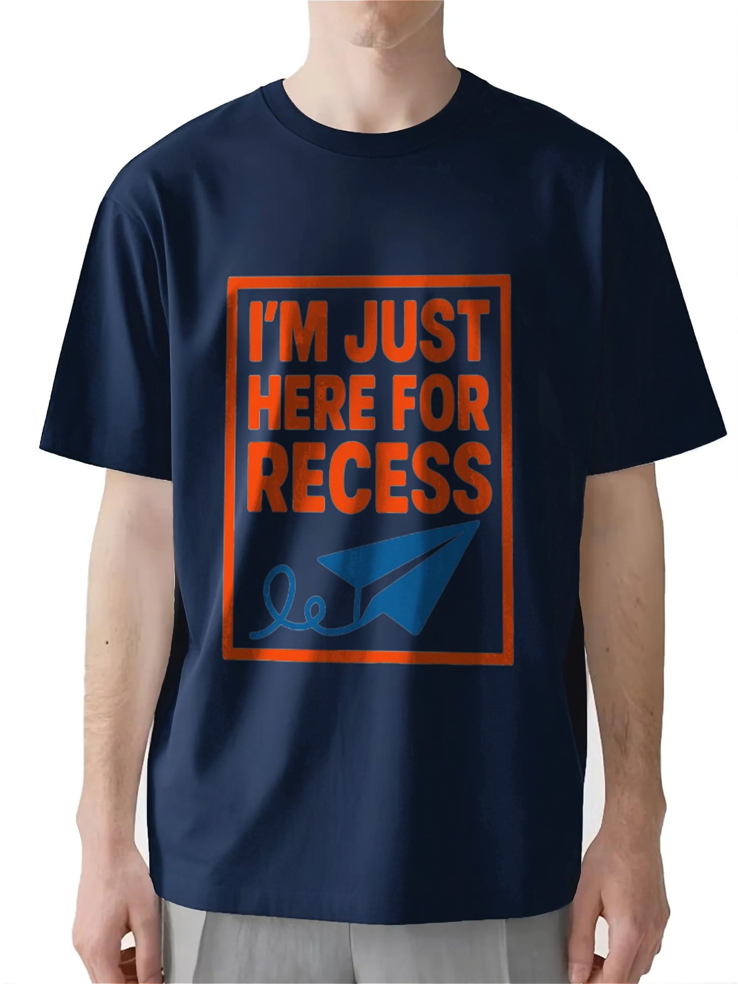 AllAreN I'M Just Here for Recess Men's Back to School Crew Neck Graphic ...