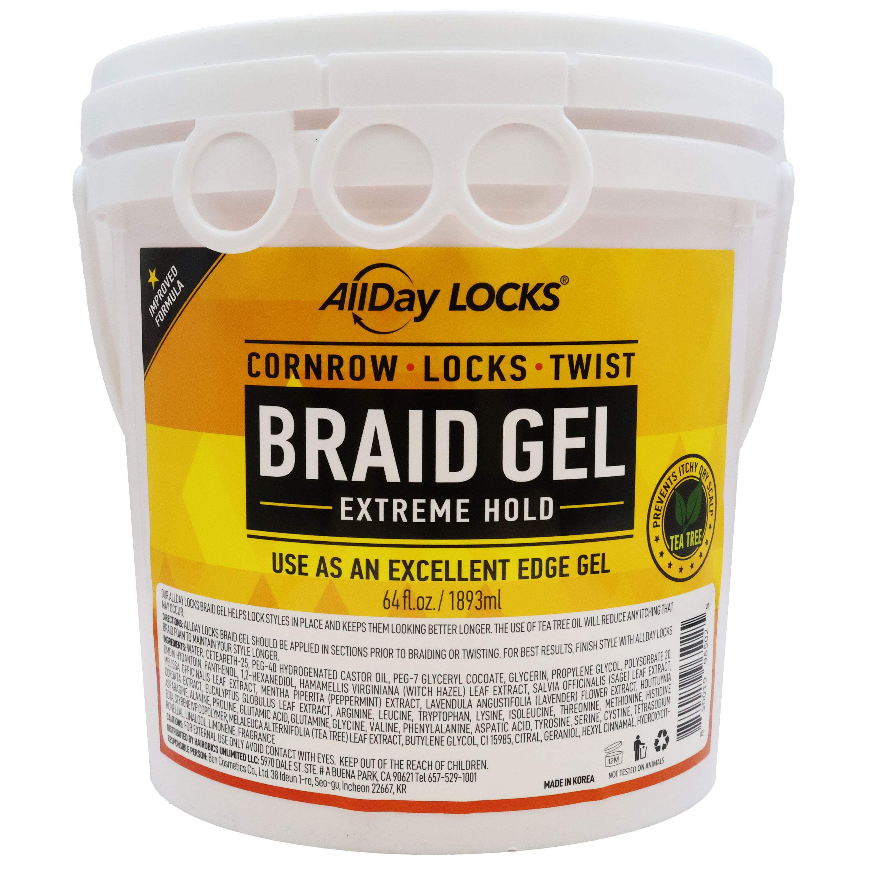 AllDay Locks Braid Gel, Extreme Hold, Long Lasting, Flake-Free, 64oz ...