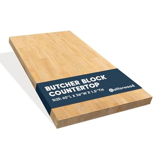 AllForWood Hevea Solid Wood Butcher Block Countertop Natural Butcher ...