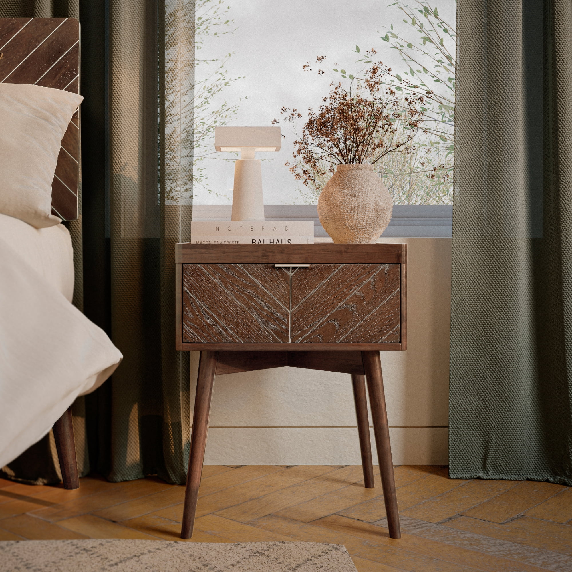 AllForWood Loki Premium Solid Wood Nightstand, Side Table, End Table ...