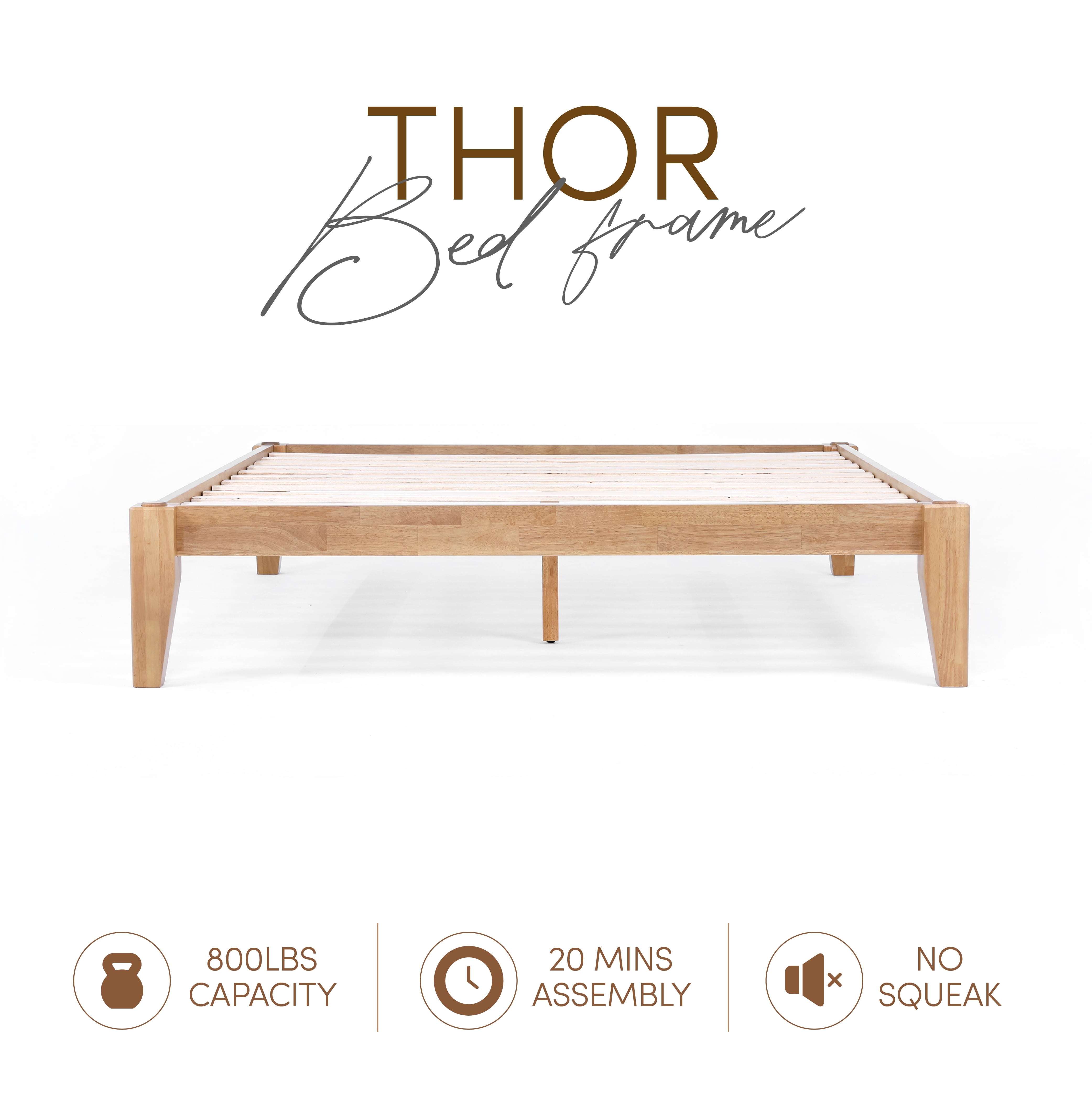 AllForWood Queen Bed Frame - Solid Wood Platform Bed - Japanese Joinery ...