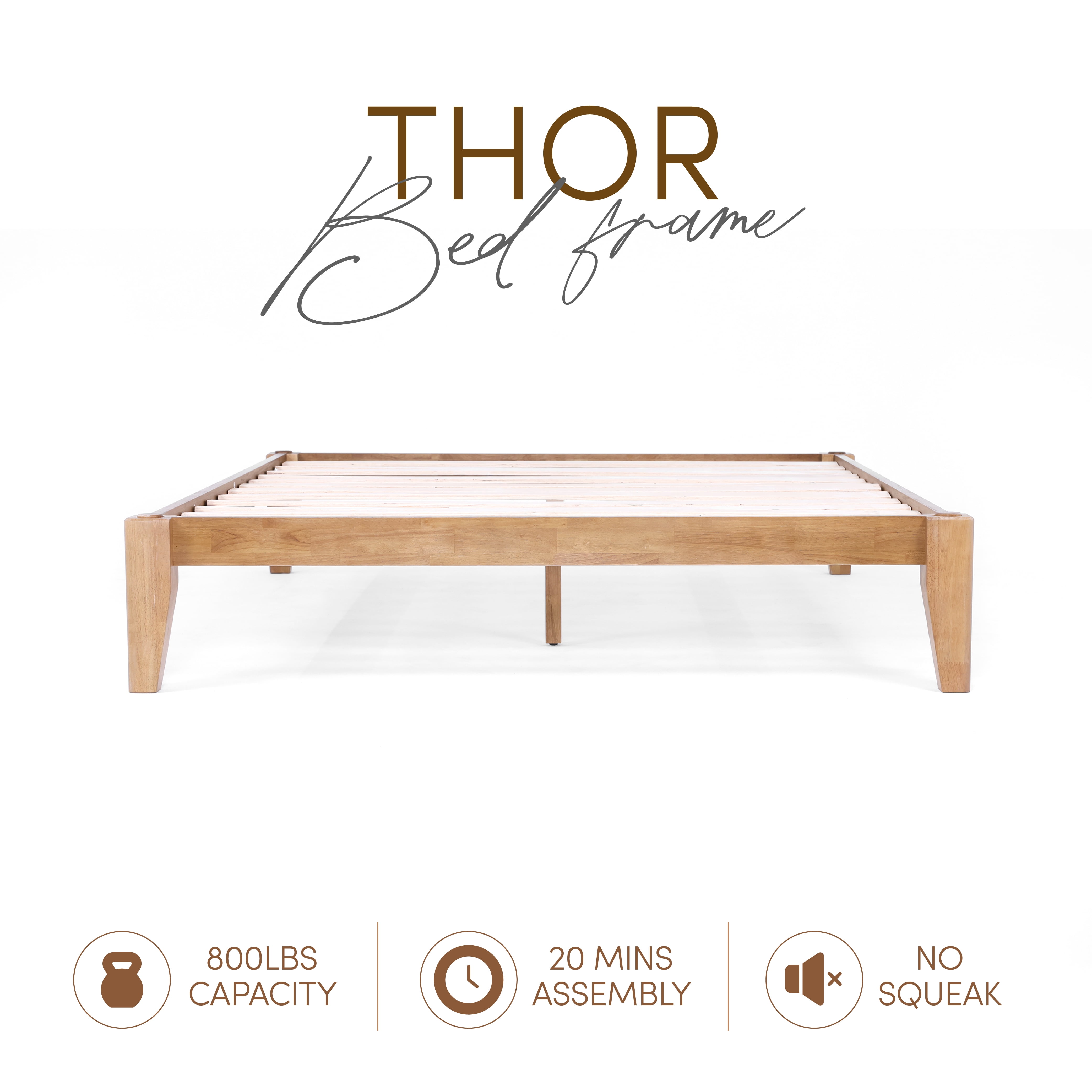 AllForWood Queen Bed Frame - Solid Wood Platform Bed - Japanese Joinery ...