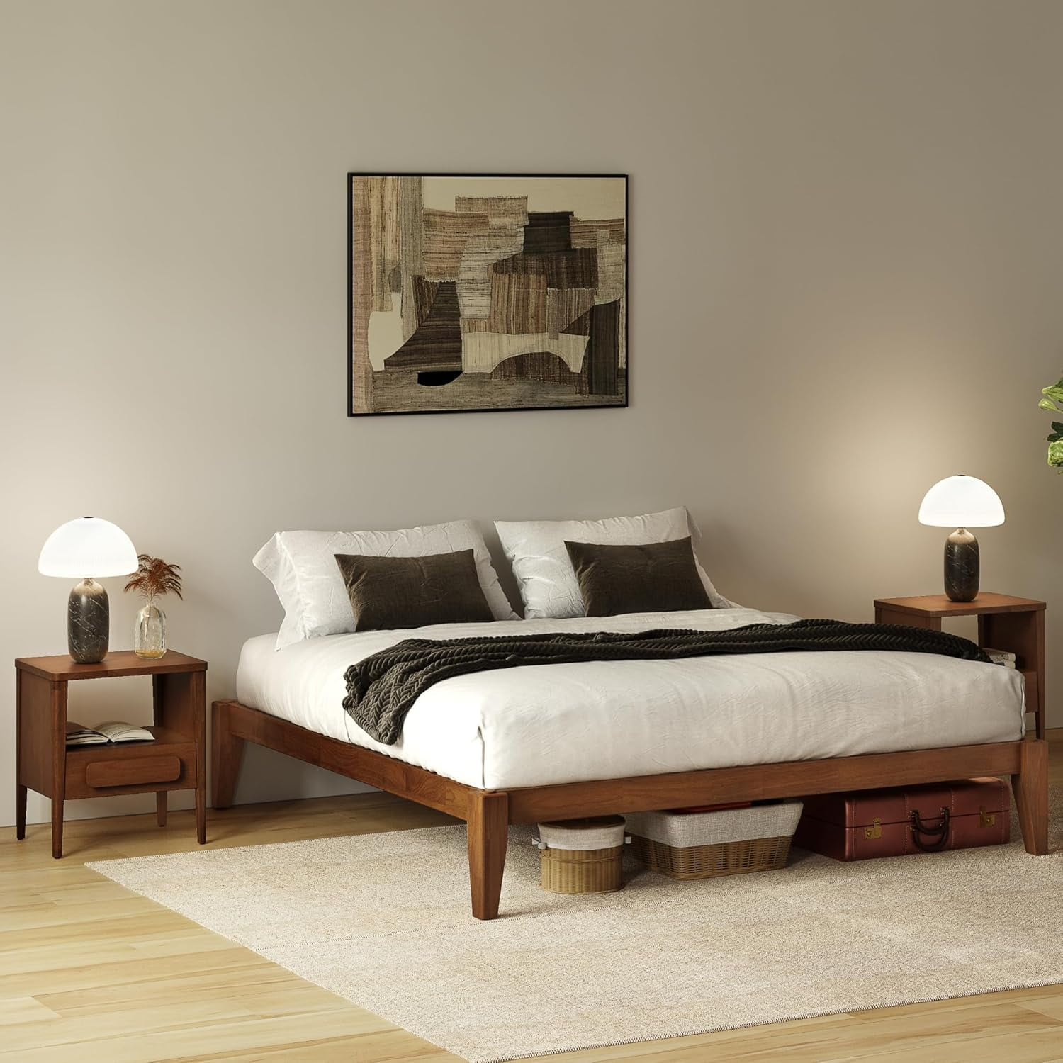 AllForWood Thor Bed Frame Queen - Solid Wood Platform Bed - Japanese ...
