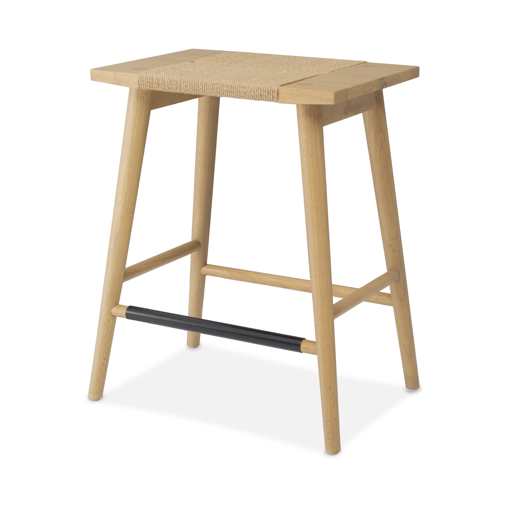 AllForWood, Counter Stool, 24" Wicker Height, Wooden Backless Seat ...