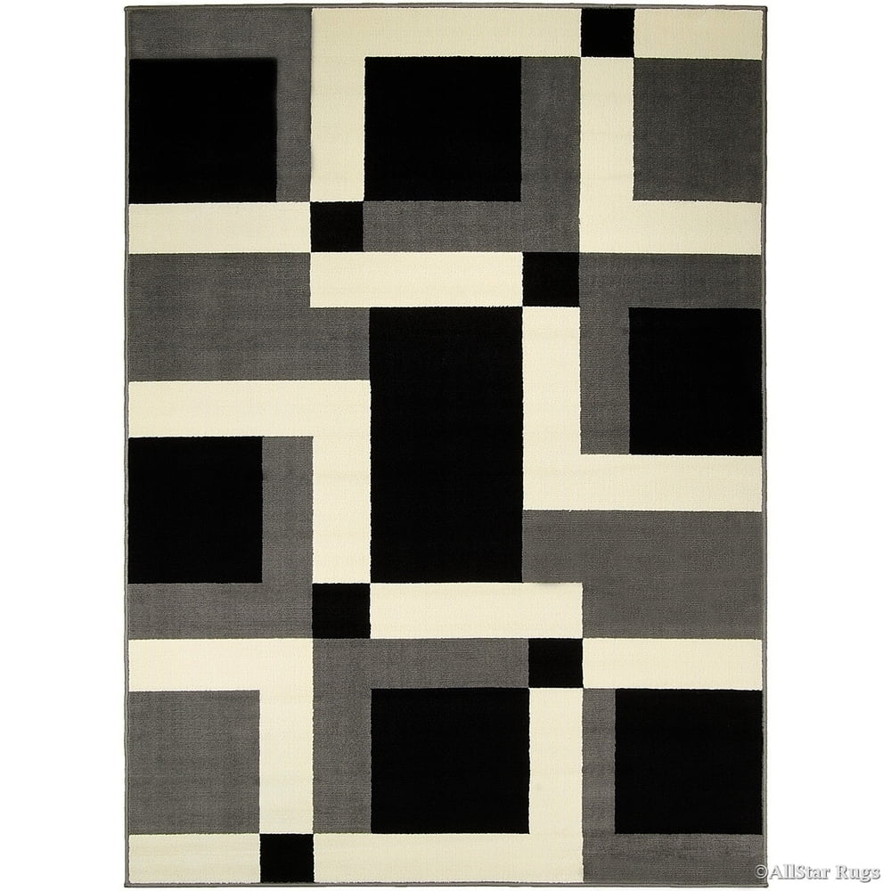 AllStar Rugs Geometric Abstract Formal Grey Area Rug, 62.2 in, Durable ...