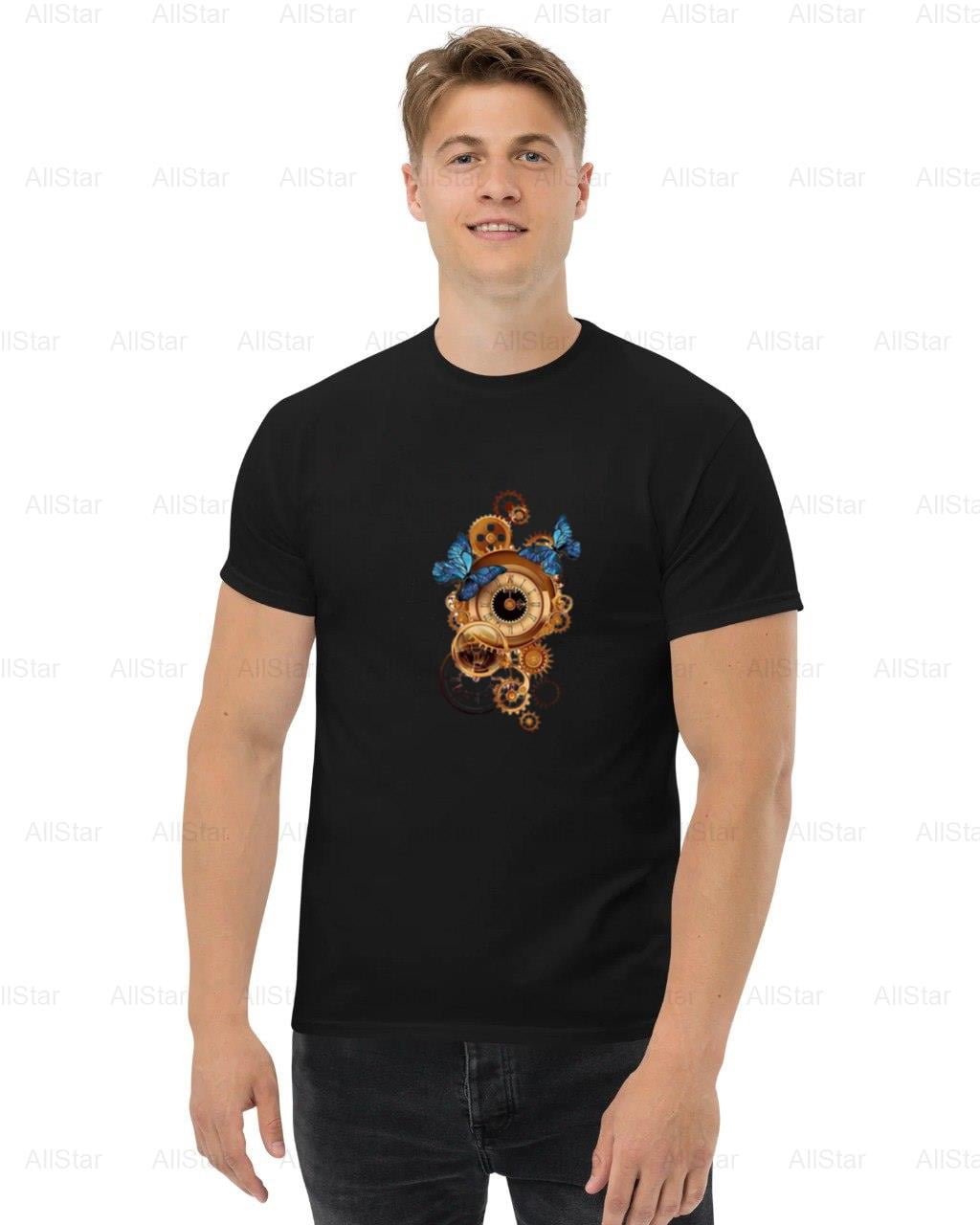 AllStar98 Steampunk Clock, Gear, Butterflies, Vintage Retro Fun T-Shirt ...