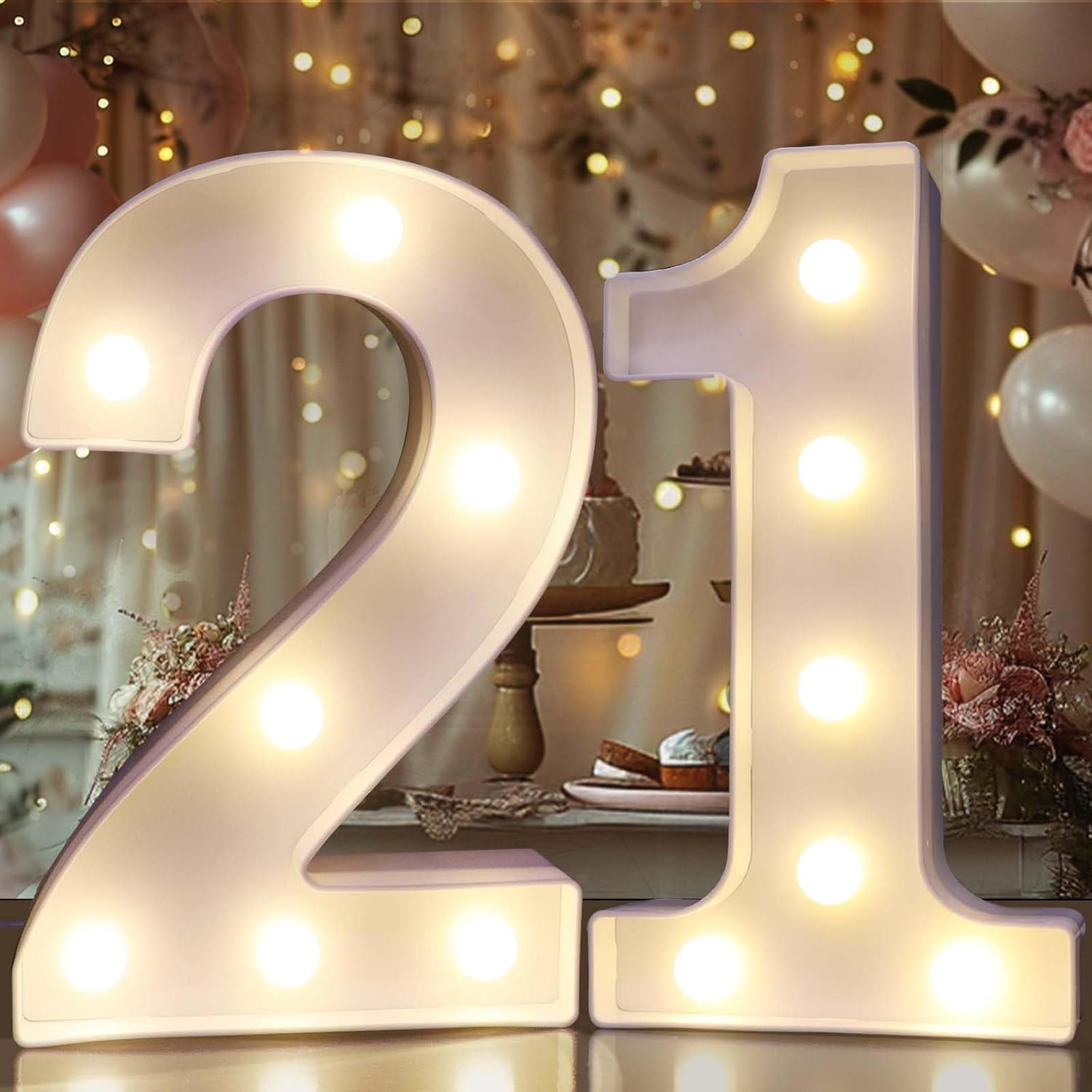 AllWays Plaza 21st Birthday Decorations for Her Him, Light Up Number 21 ...