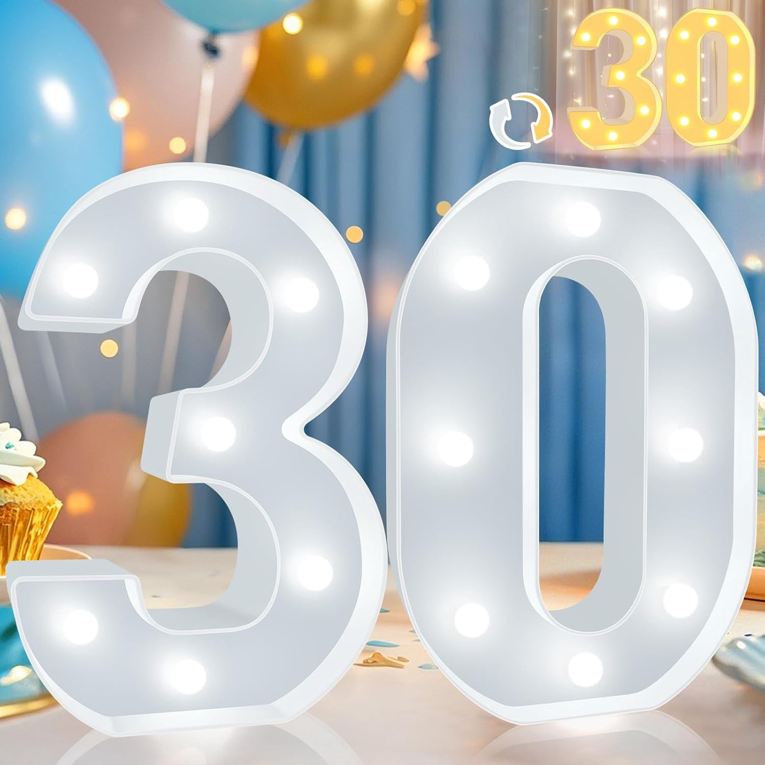 AllWays Plaza 30th Birthday Decoration for Her Him, Decorative LED ...