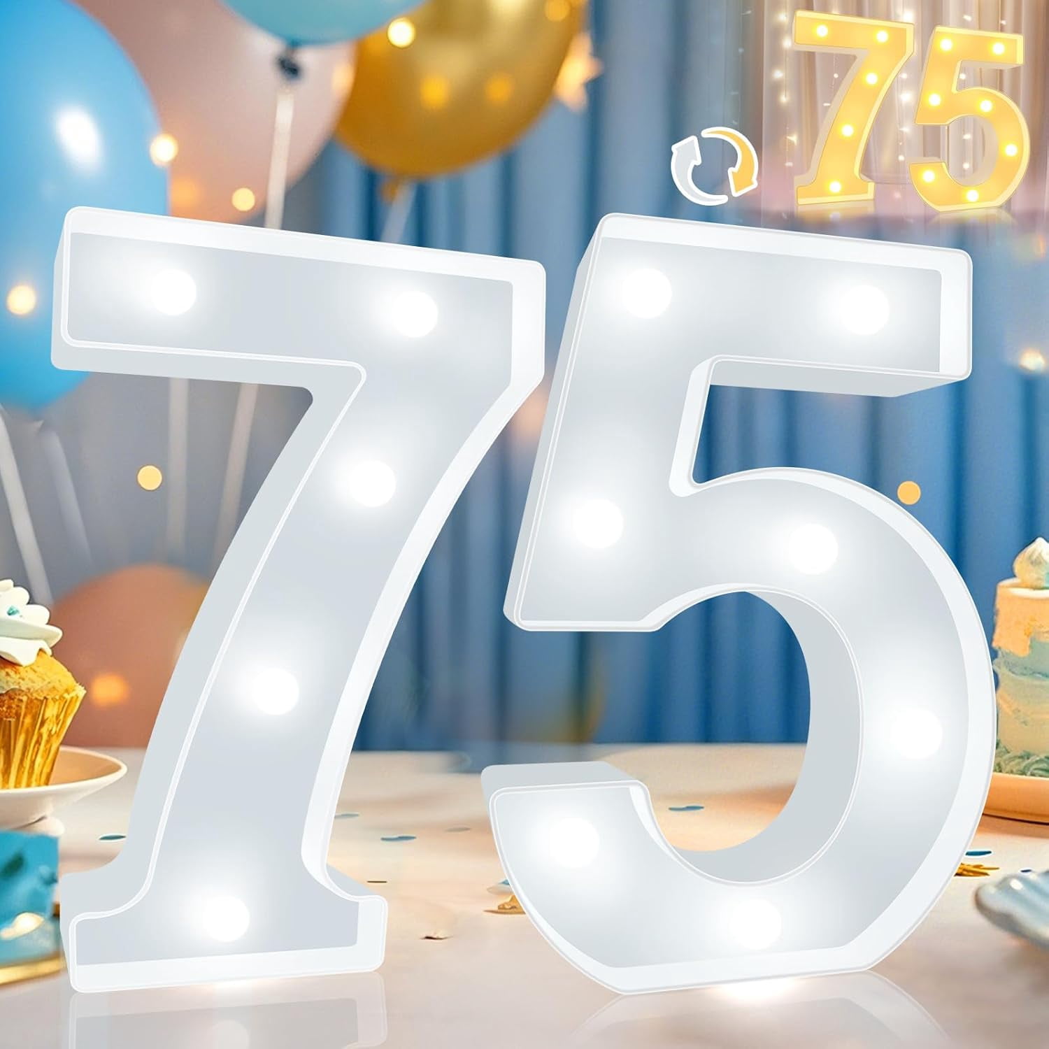 AllWays Plaza 75th Birthday Decoration for Woman Man, Decorative LED ...