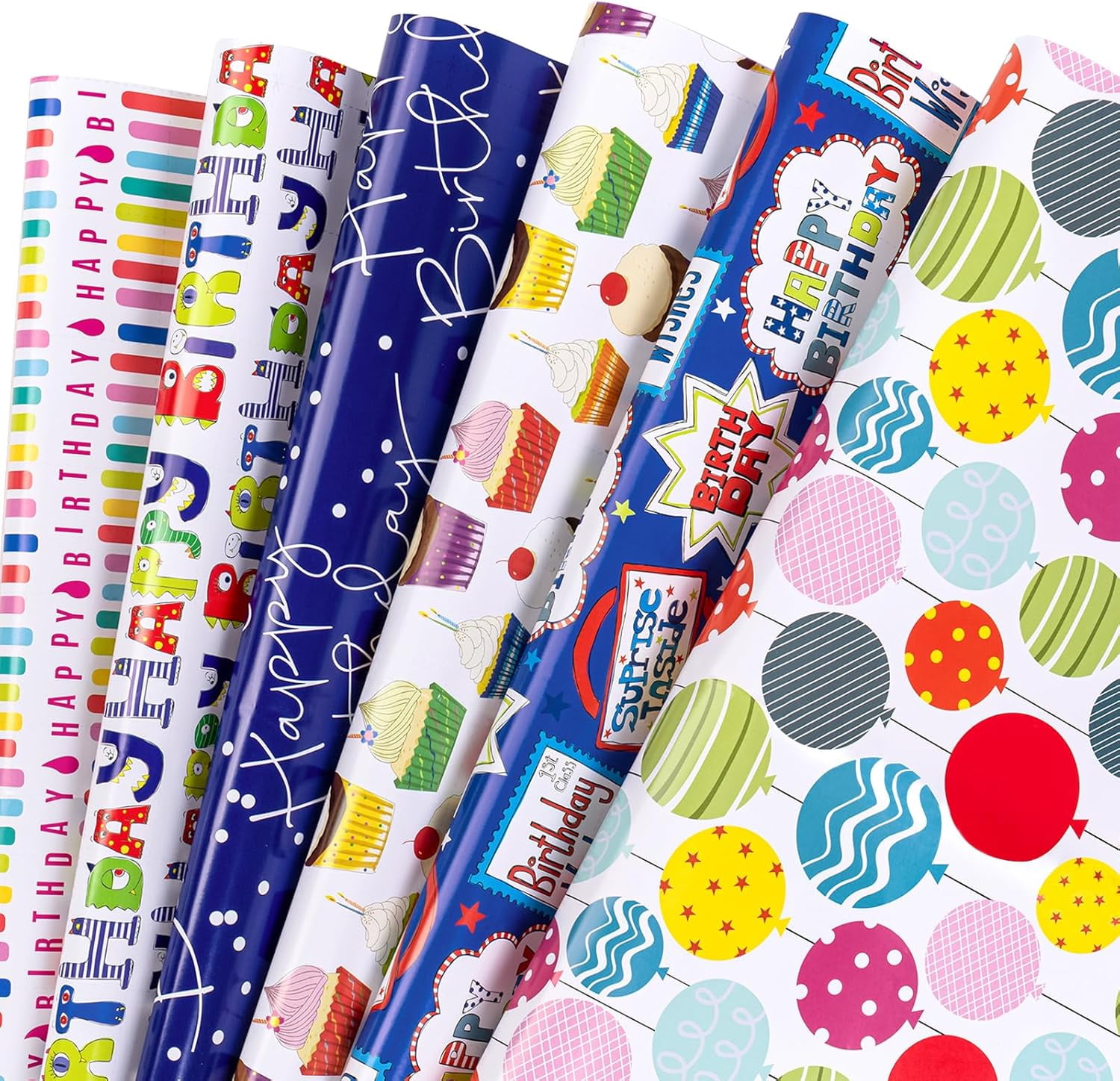 AllWays Plaza Birthday Wrapping Paper Sheet - 6 Sheets Balloon and ...