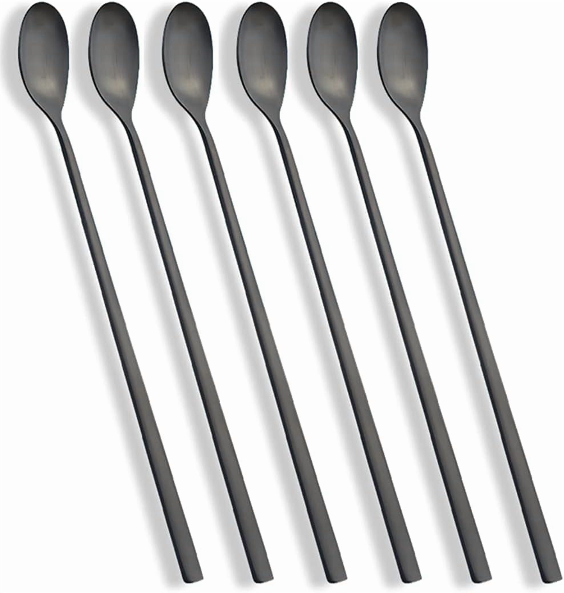 AllWays Plaza Long Handle Spoon, Matte Black Coffee Stirrers, 9-inch ...
