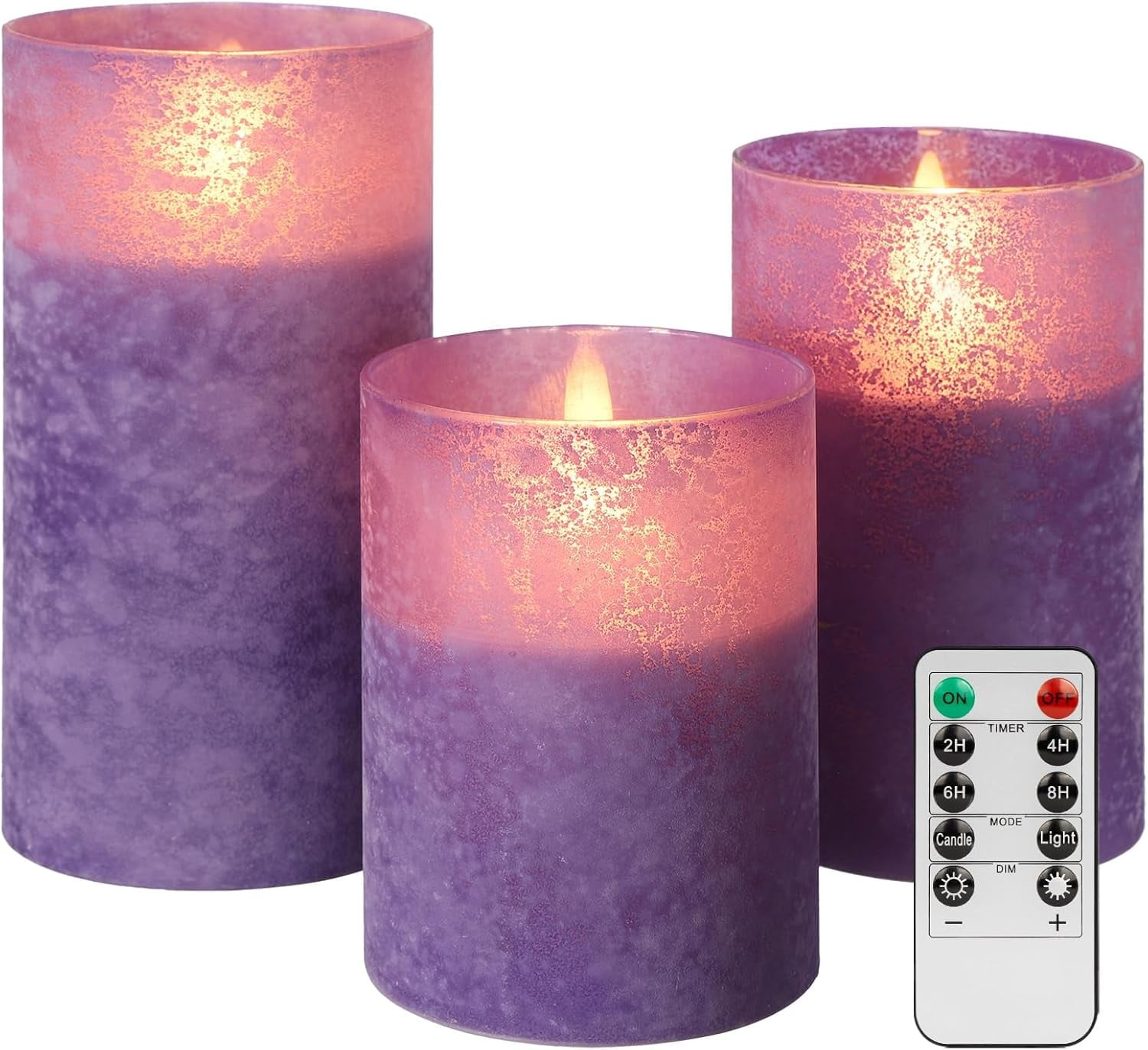 AllWays Plaza Purple LED Candles for Home Decor, Glass Flameless ...