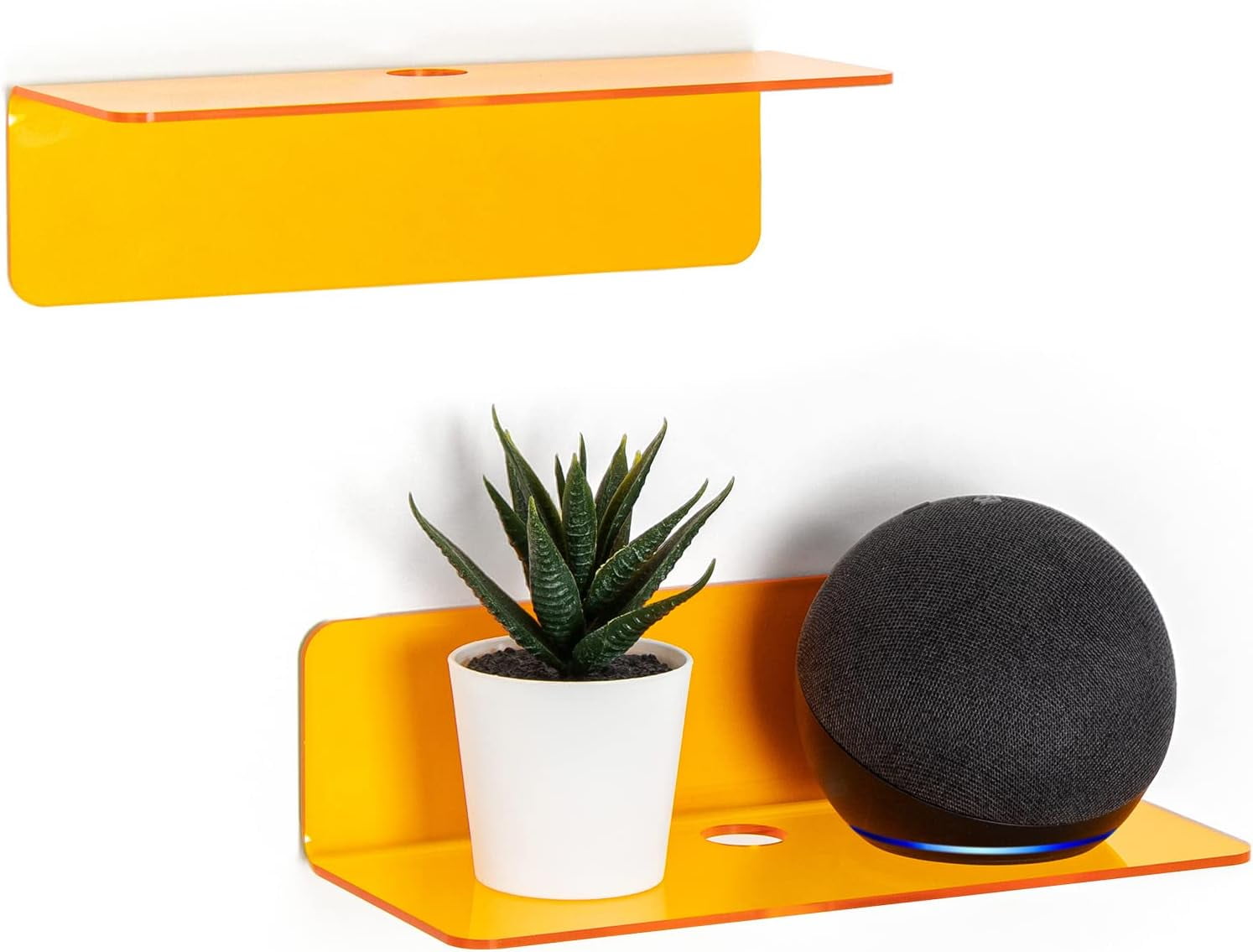 AllWays Plaza Small Acrylic Floating Wall Shelves Set of 2, Flexible ...