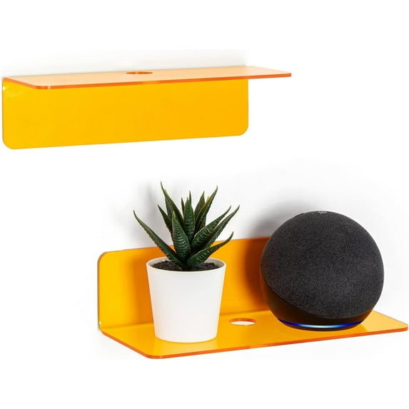 AllWays Plaza Small Acrylic Floating Wall Shelves Set of 2, Flexible ...