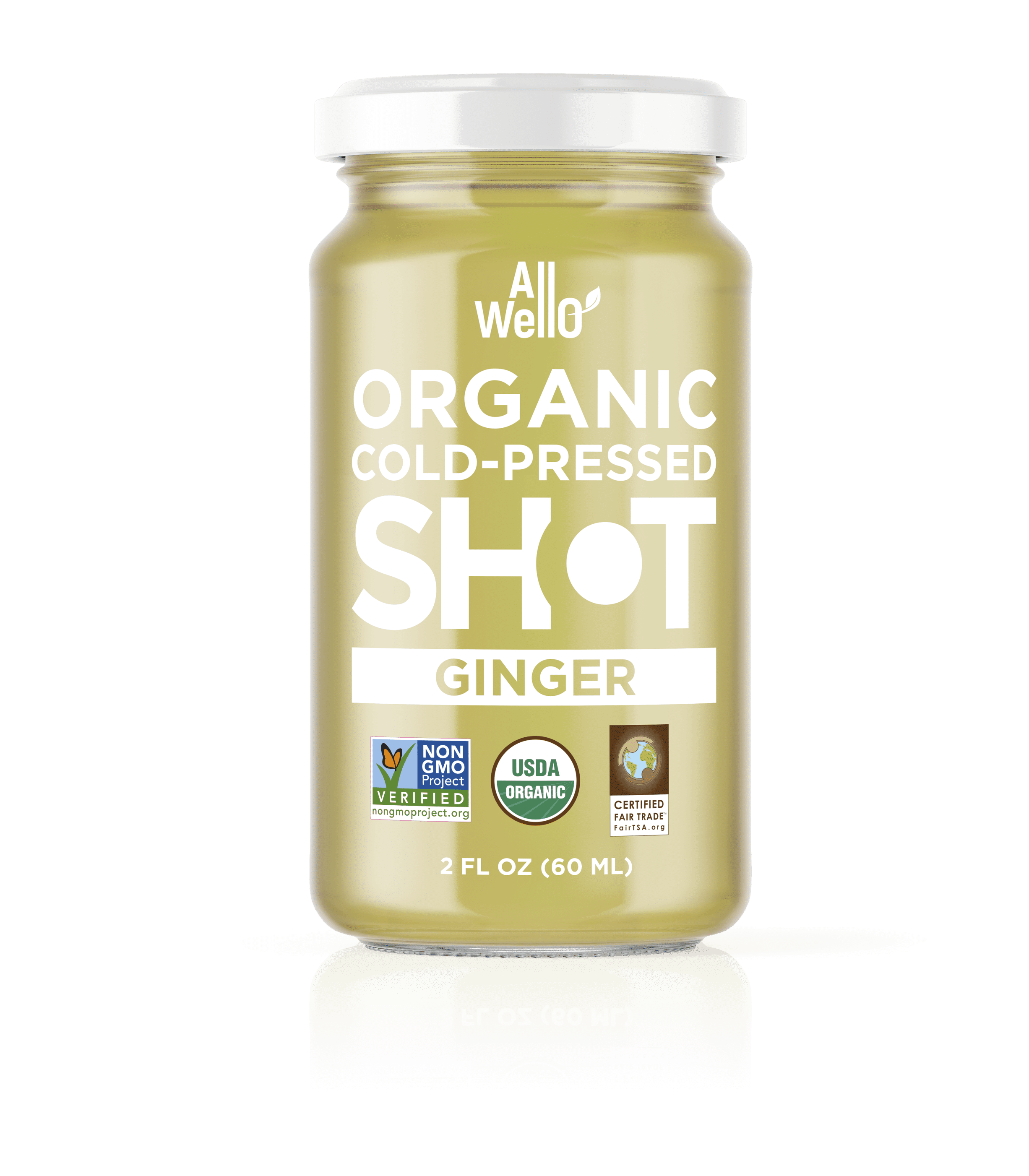 AllWellO Organic, Ginger Cold-Pressed Shot, Refrigerated 2 fl oz Glass ...